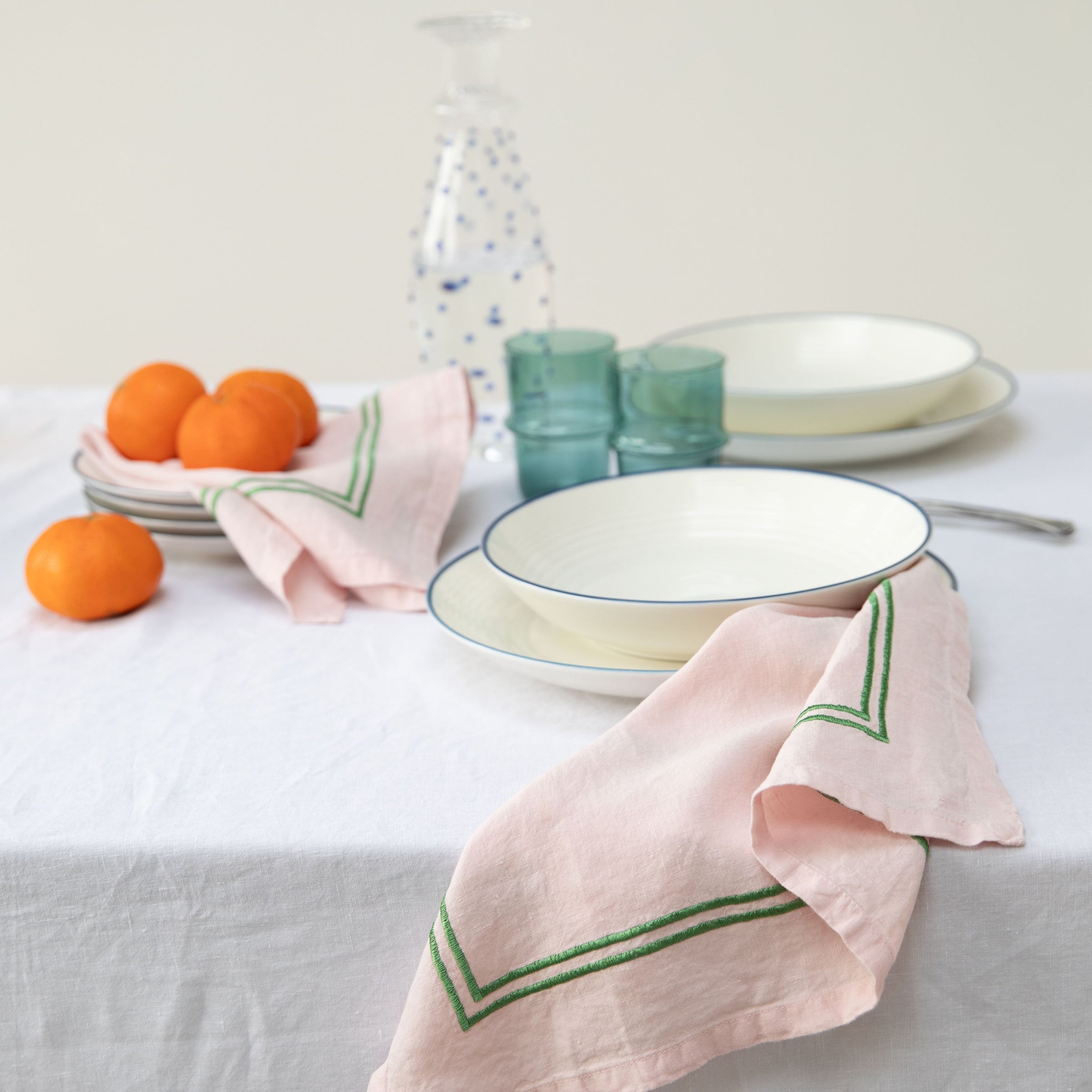 Pink Double Piped Linen Napkins Set of 4 | UK Designed – Issy Granger