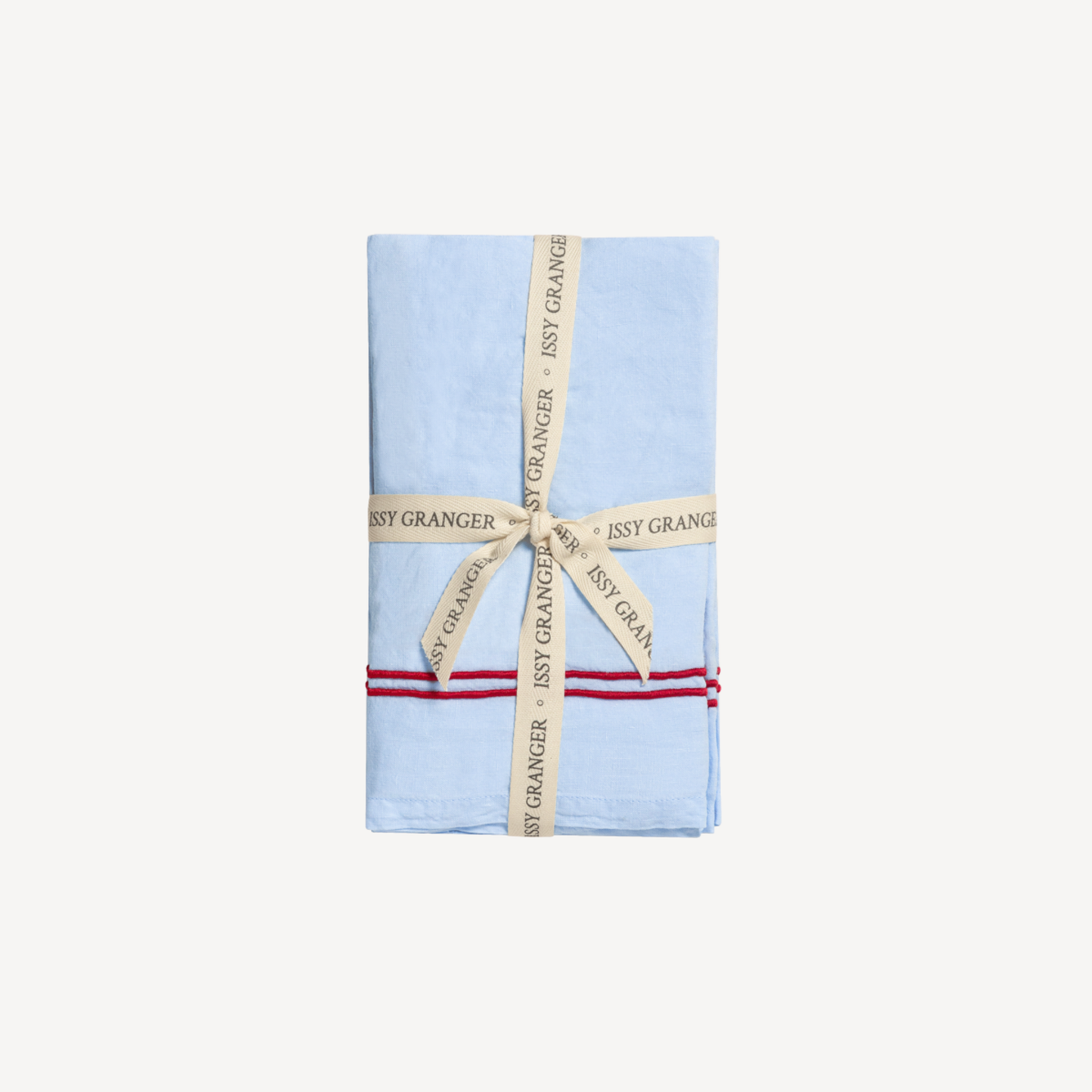 Blue Double Piped Linen Napkins - Set of Four | Issy Granger